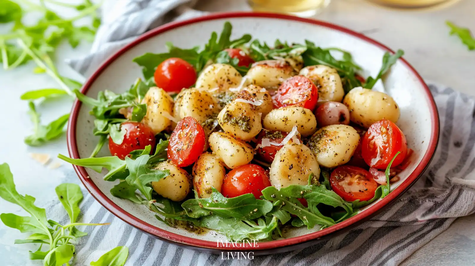 Select Easy Roasted Gnocchi Salad with Basil Pesto and Fresh Mozzarella ...